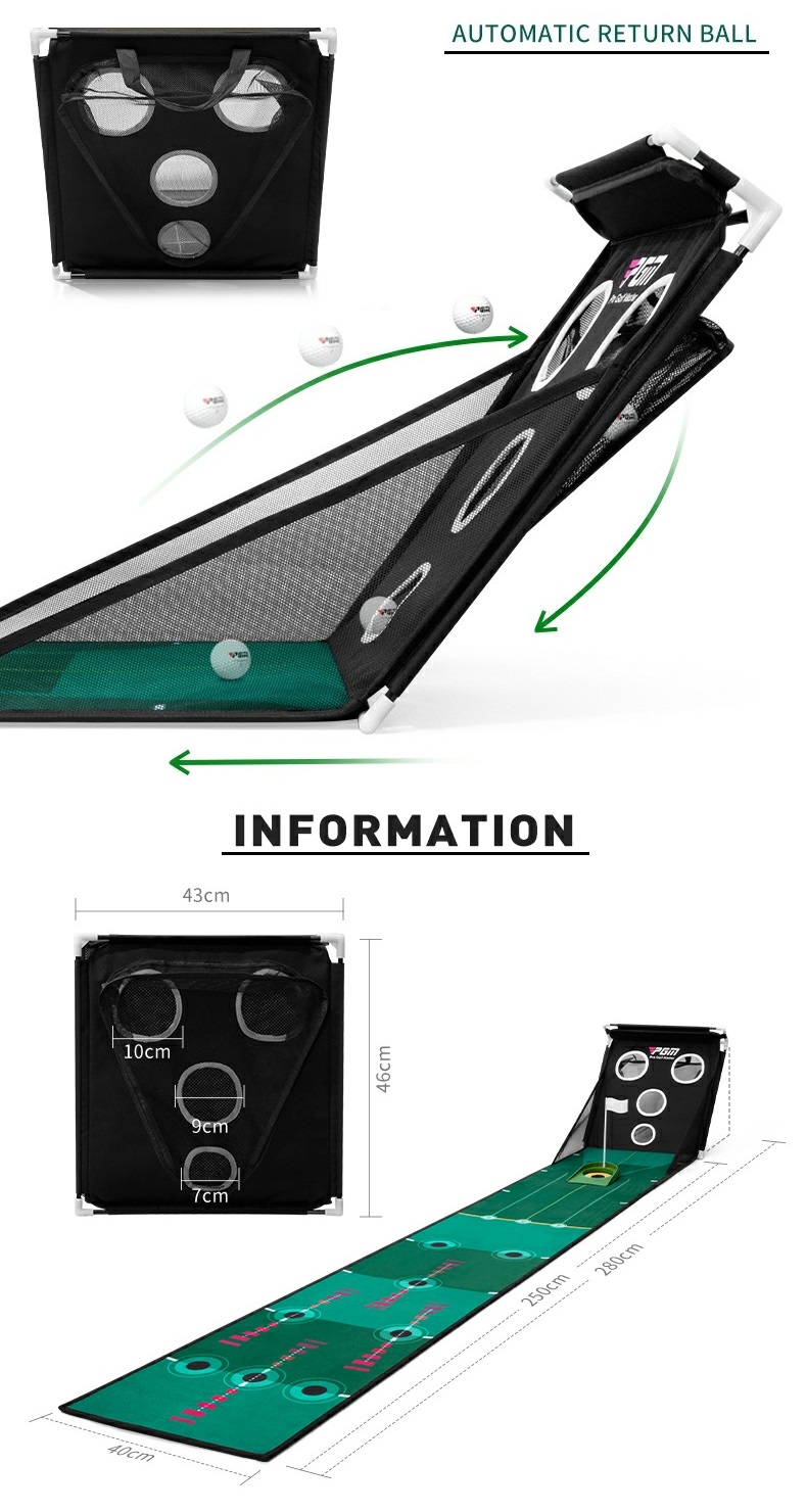 PGM two modes golf putting chipping trainer 2.5m 3m portable golf practice mat with non-slip ...