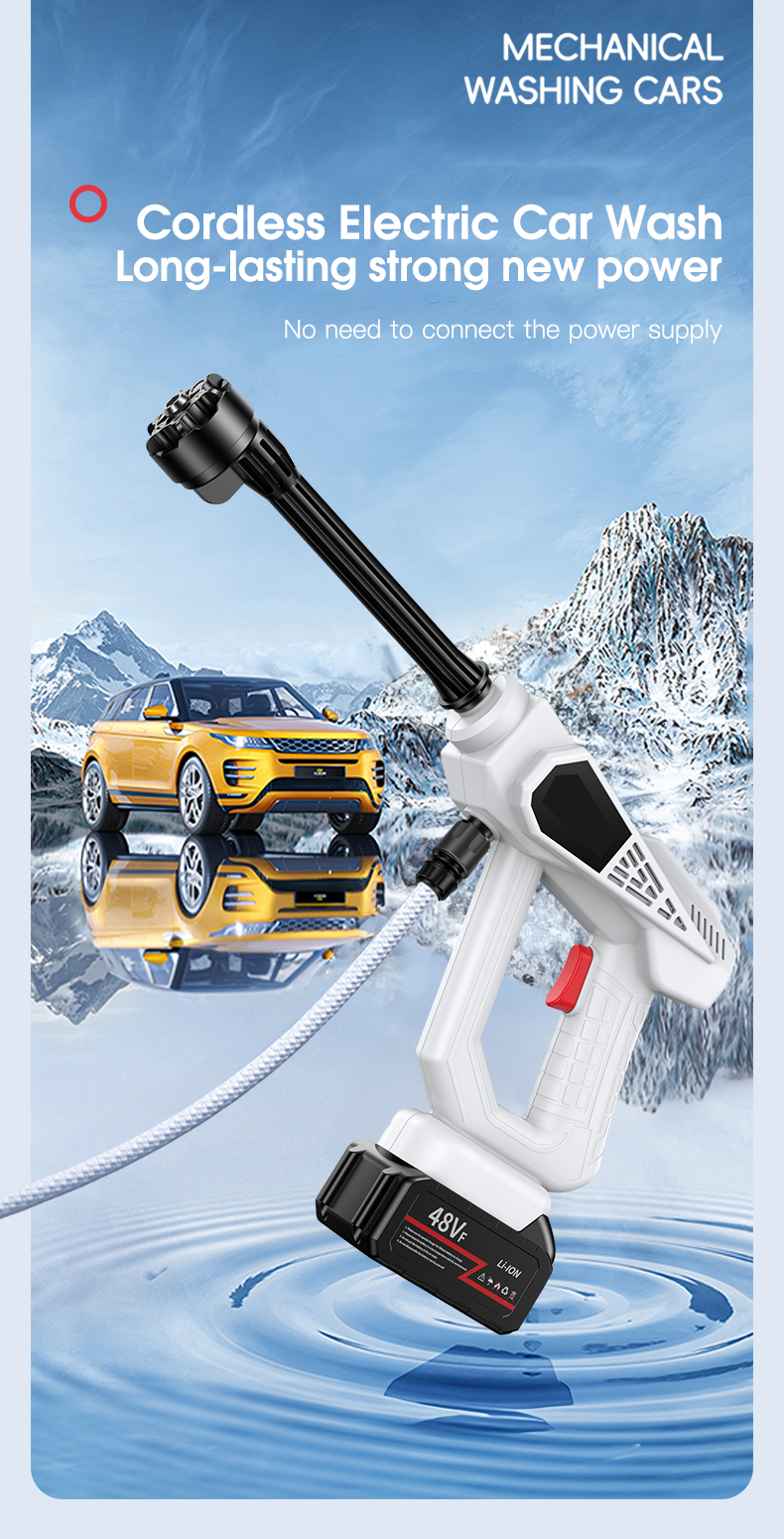 🔥6-In-1 Nozzle🔥Water Jet Cordless Car Washer High Pressure Lithium ...