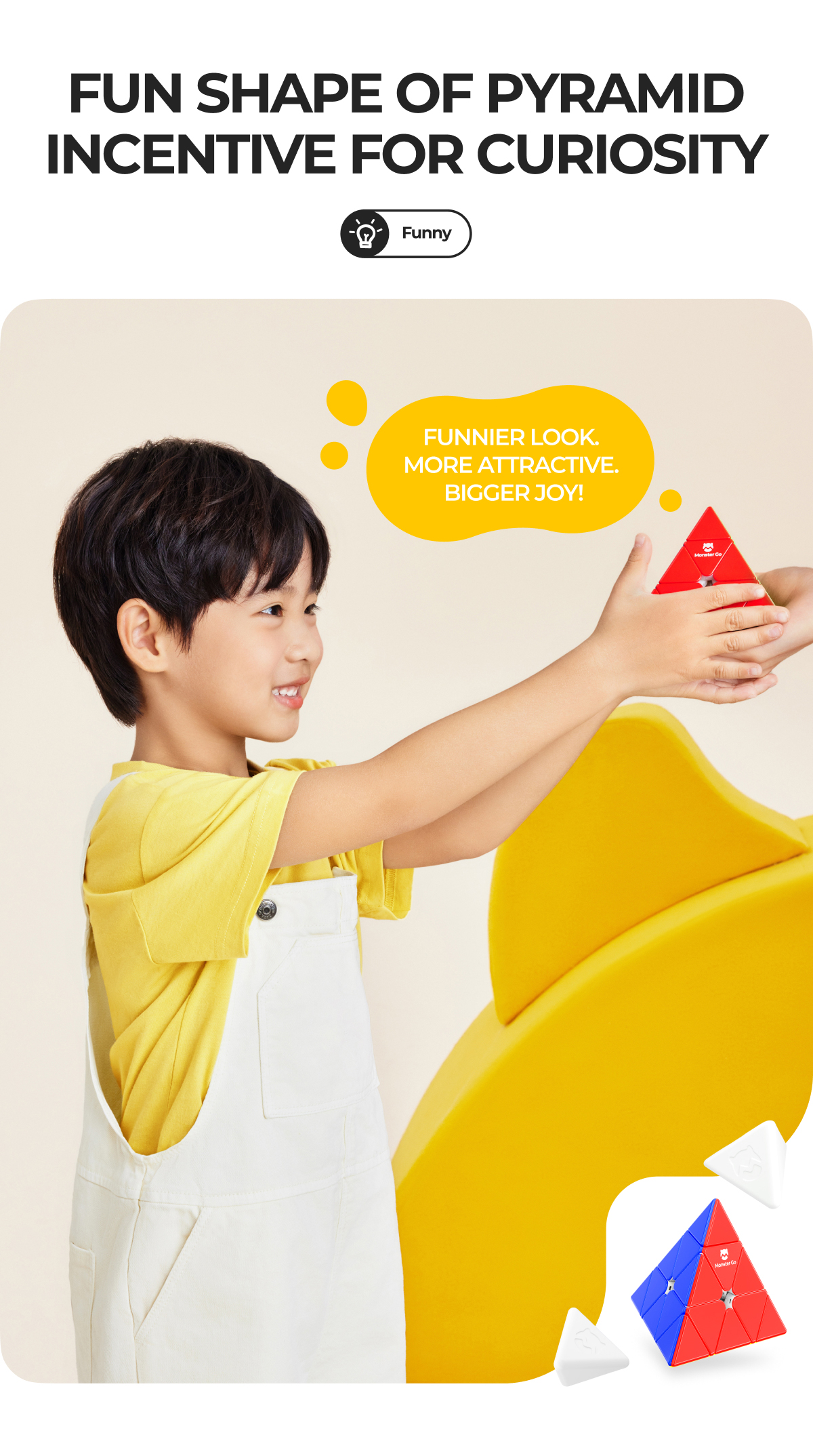 GAN Monster Go Pyramid Children Educational Toys 3x3 Speed Mirror Cube ...