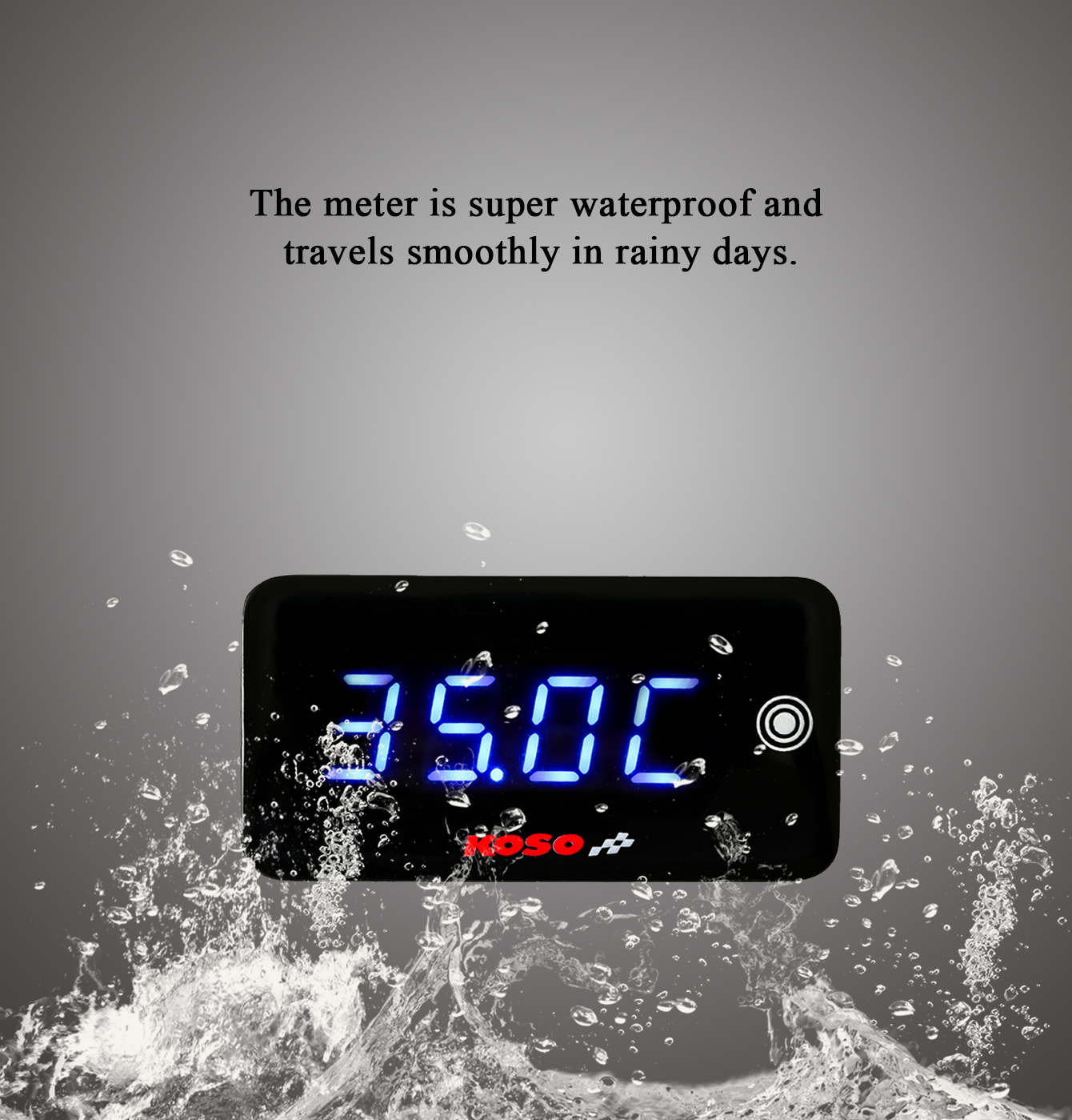 KOSO Mini 3 in 1 Motorcycle Outdoor Temperature Thermometer Meter Volt Voltmeter Time Clock ...