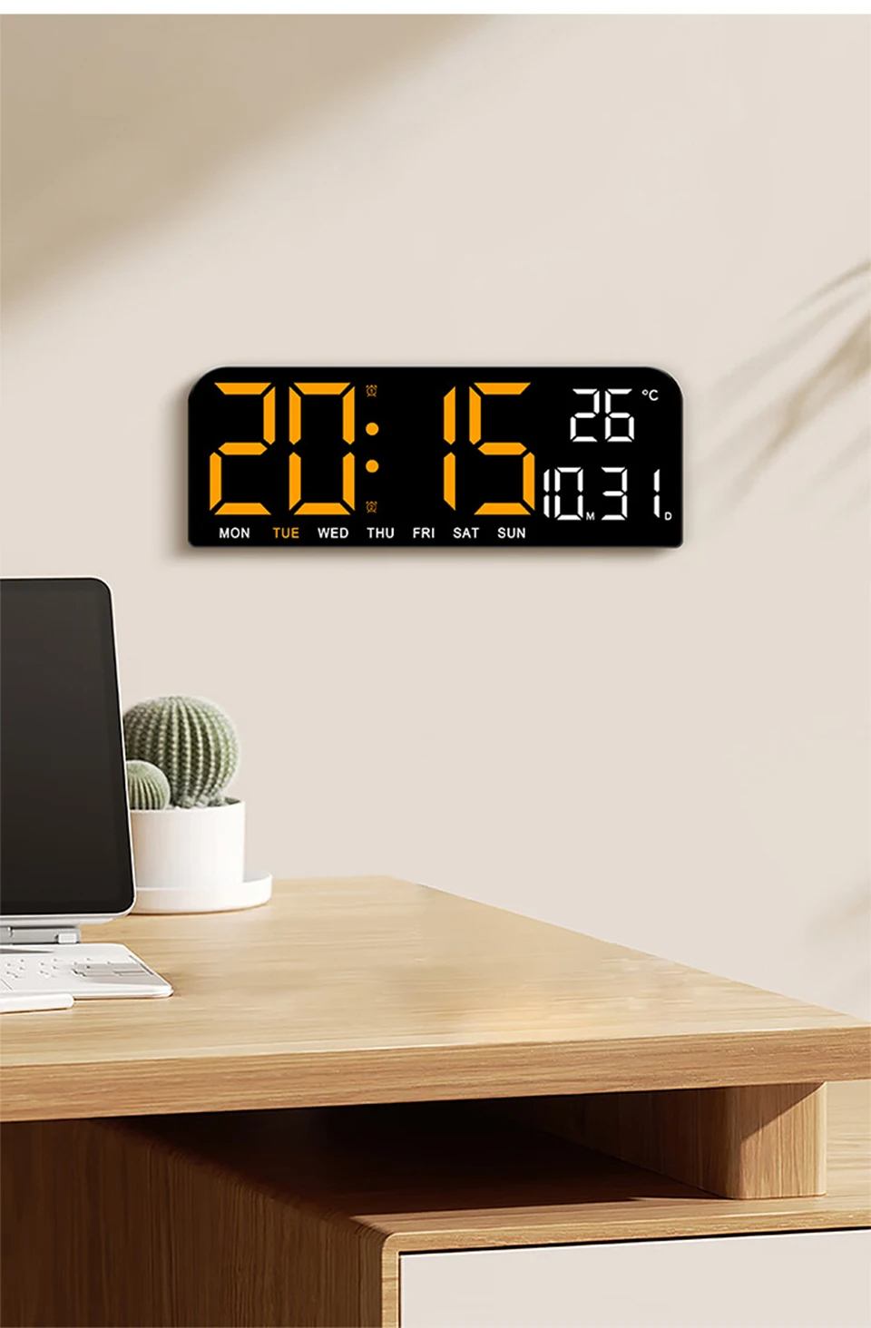Large Digital Wall Clock Temperature Date Week Timing Countdown ...