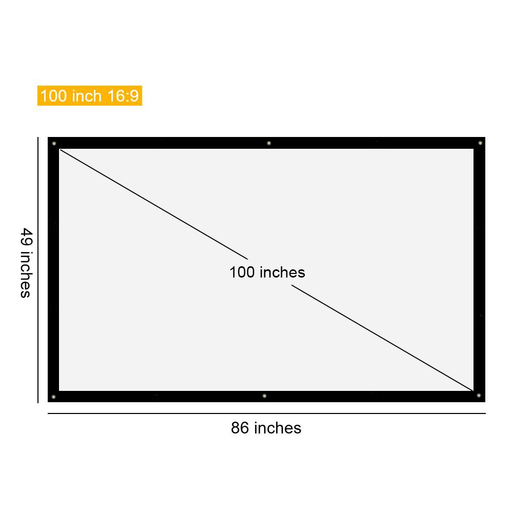 SALANGE Portable 3D HD Projector Screen 60/72/84/100 inch, 16:9, for ...