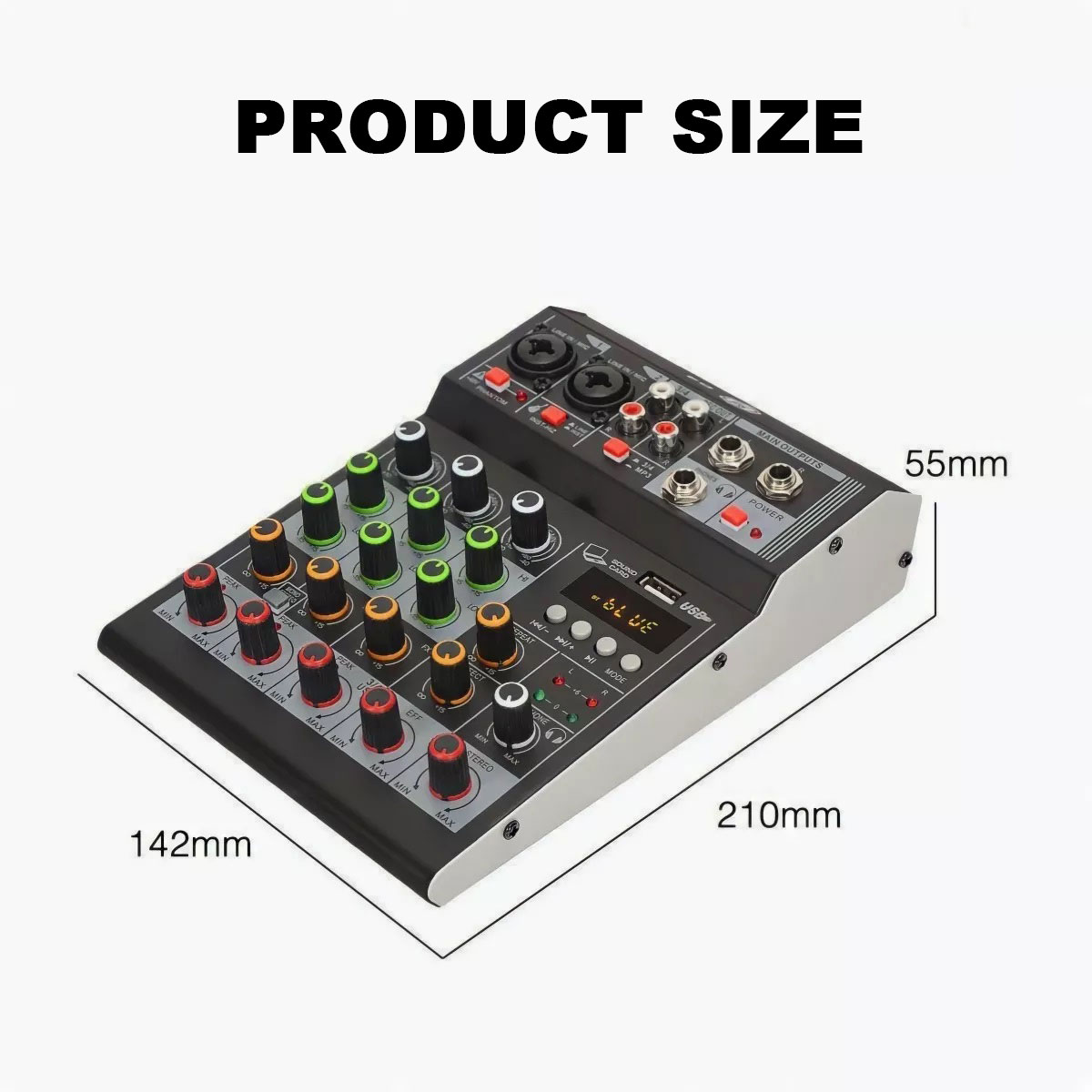 BOMGE Audio Mixer 4 Channel Mini Audio Mixer DJ controller Mini Family KTV karaoke mixer USB/BT ...