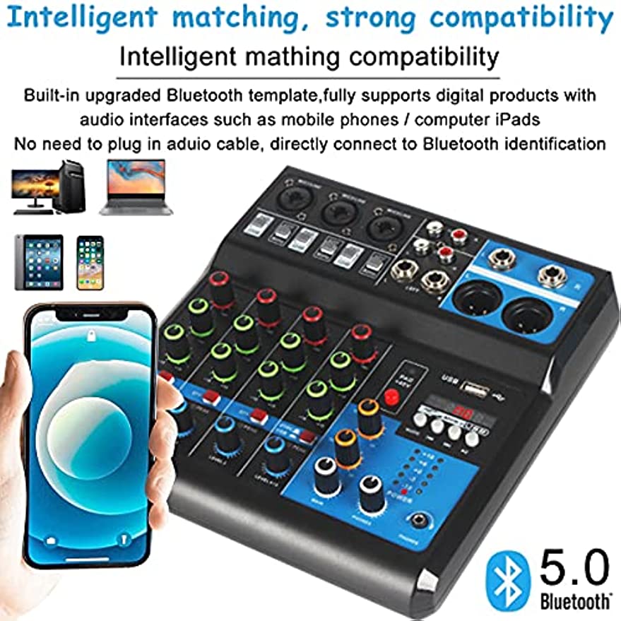 BOMGE MF5-A 5 channel Audio mixer USB Bluetooth professional sound ...