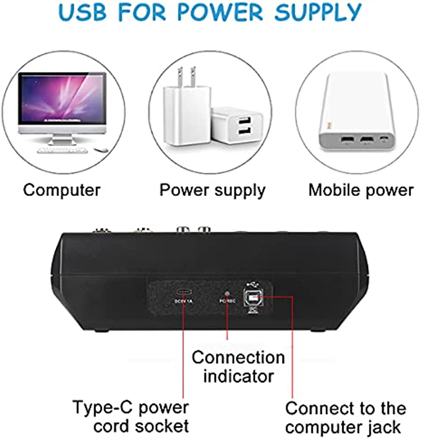 BOMGE MF5-A 5 channel Audio mixer USB Bluetooth professional sound ...