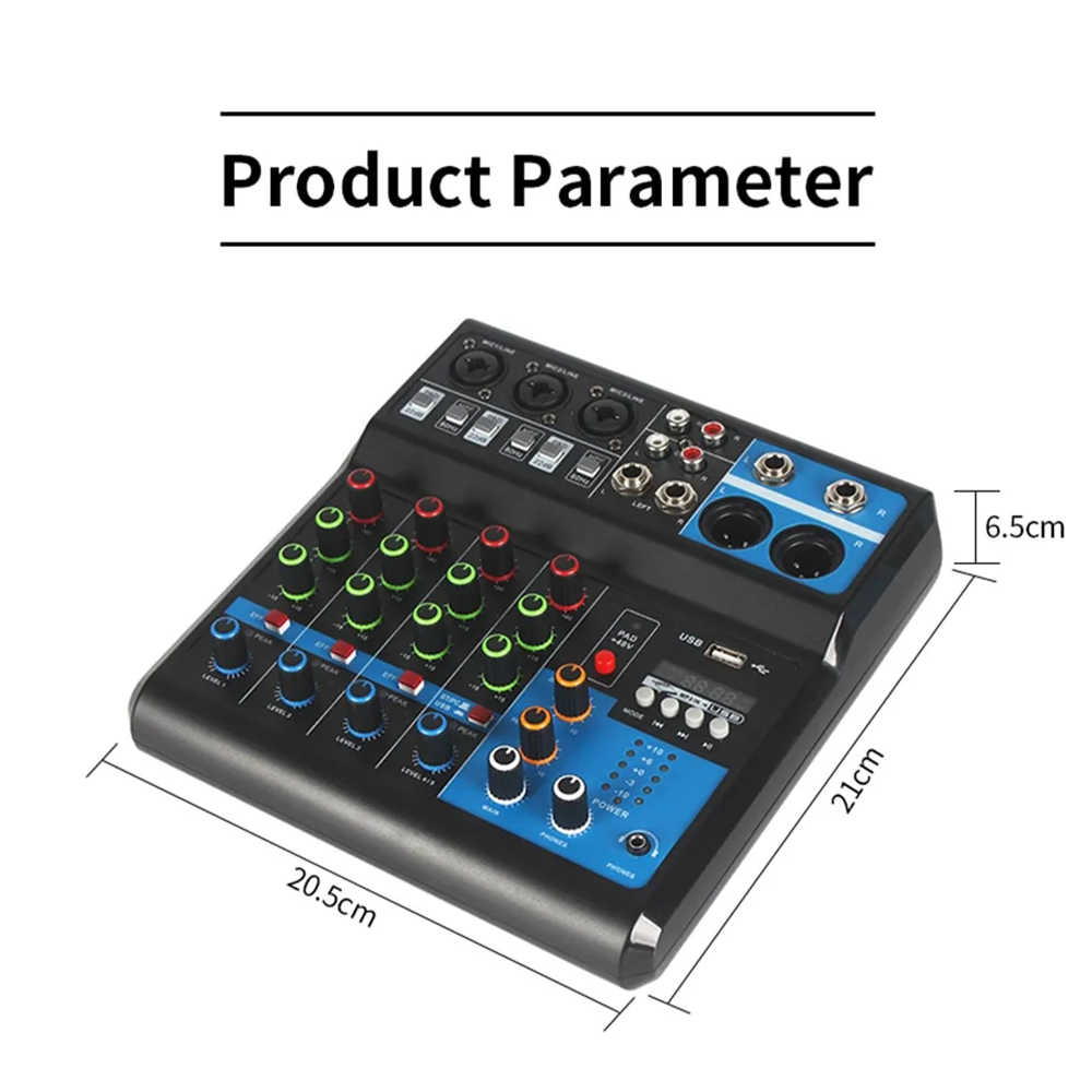 BOMGE MF5-A 5 channel Audio mixer USB Bluetooth professional sound ...