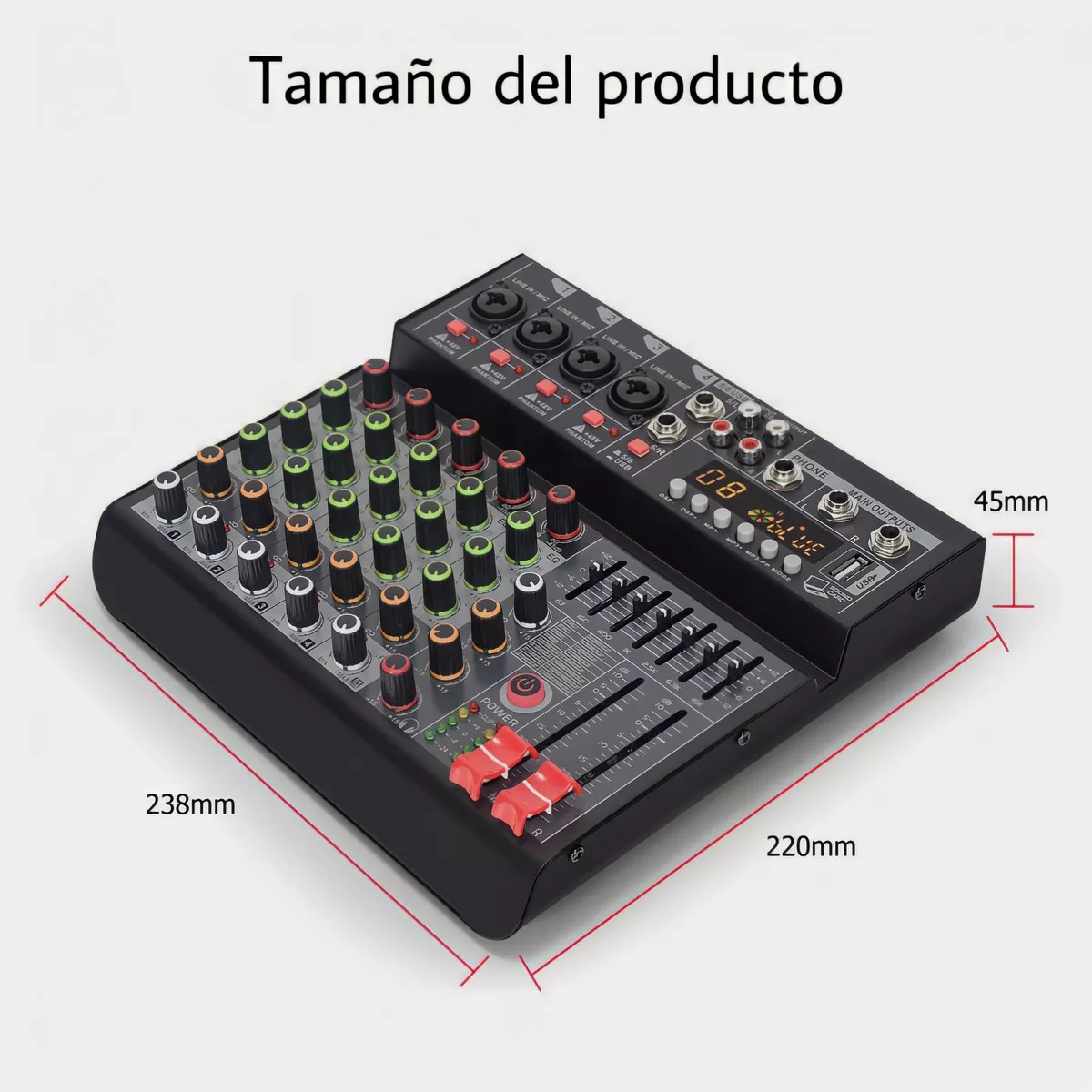 BOMGE RV4/6 Professional 4/6 Channel Audio Mixer with 16 DSP Effects,7 ...