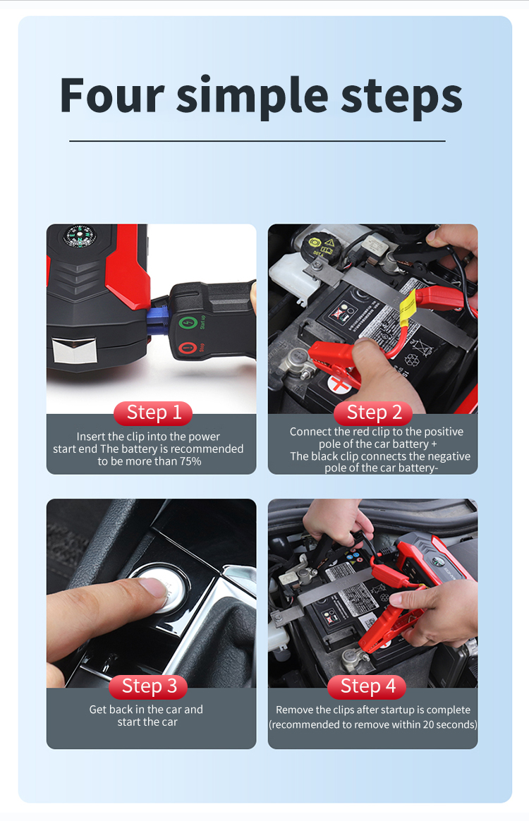 Car Power Start 99800mAh 12V Car Jumper Car Tyre Car Pump Starter ...