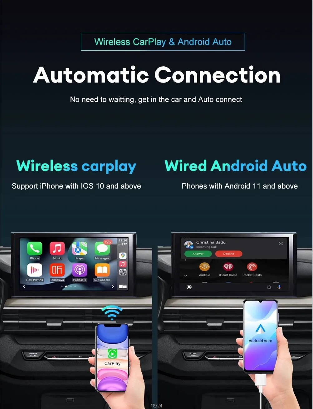 Acodo Carplay Ai Box The original car wired to wireless Voice Assistant ...