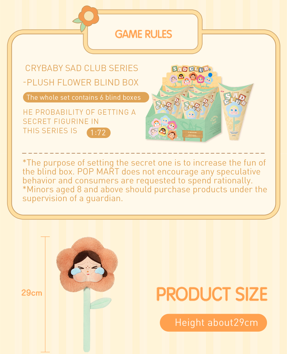 POP MART CRYBABY Sad Club Series-Plush Flower Blind Box（whole set ...