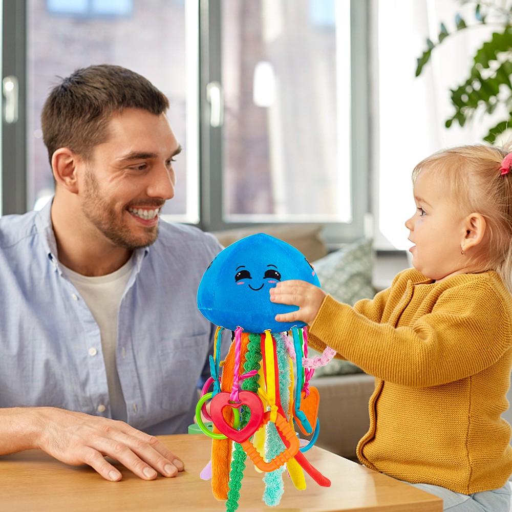 teytoy Sensory Toy, Texture Toys for Babies with Rattle, Jellyfish ...