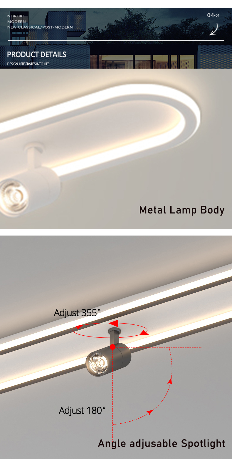 LED Ceiling Lights With Spotlights Minimalist Track Light No Main Light ...