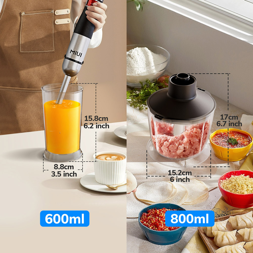 MIUI Electric Hand Held Stick Blender 6-in-1 Multi-Purpose Immersion ...