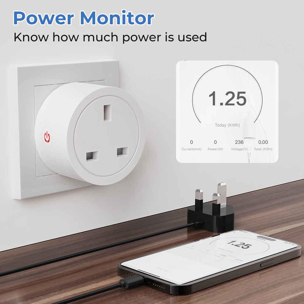 SMATRUL Tuya Smart Plug Socket WiFi 20A/16A Timer Plug In Socket RF433 ...