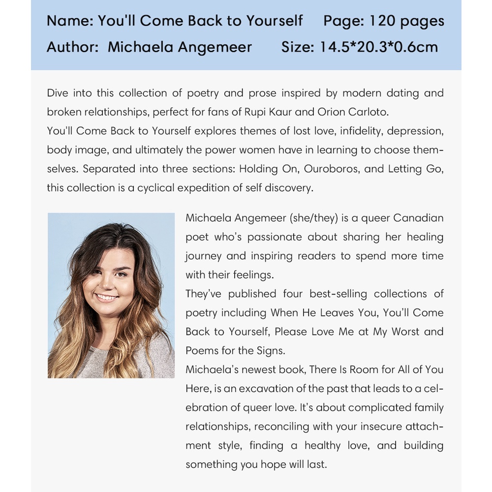You'll Come Back to Yourself ( literature poetry prose english books) by Michaela Angemeer ...