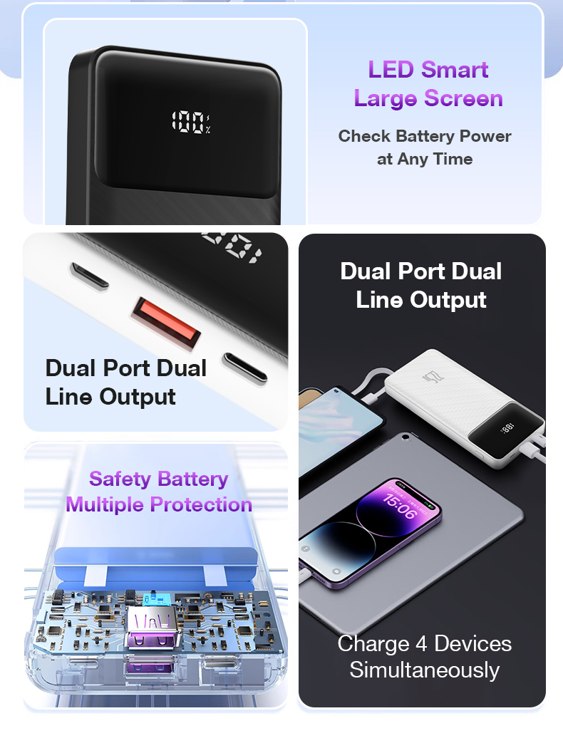 EYD JS43 10000mAh 4 IN 1 Mini Power Bank Charger Powerbank With Digital ...
