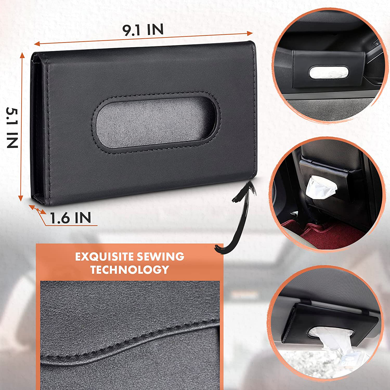 AOLA Carbon Fiber Car Tissue Holder Box Car Organizer Universal Tissue ...
