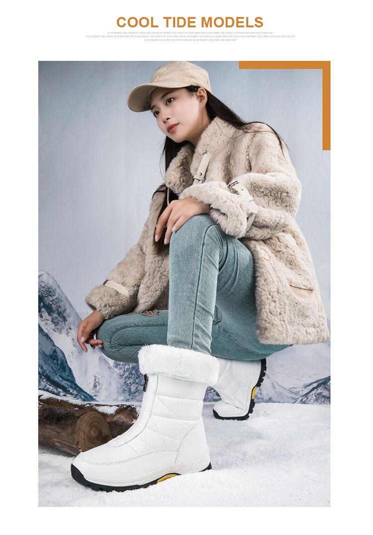 Outdoor Snow Boots Women Waterproof Anti-slip Winter Fleece Lining ...