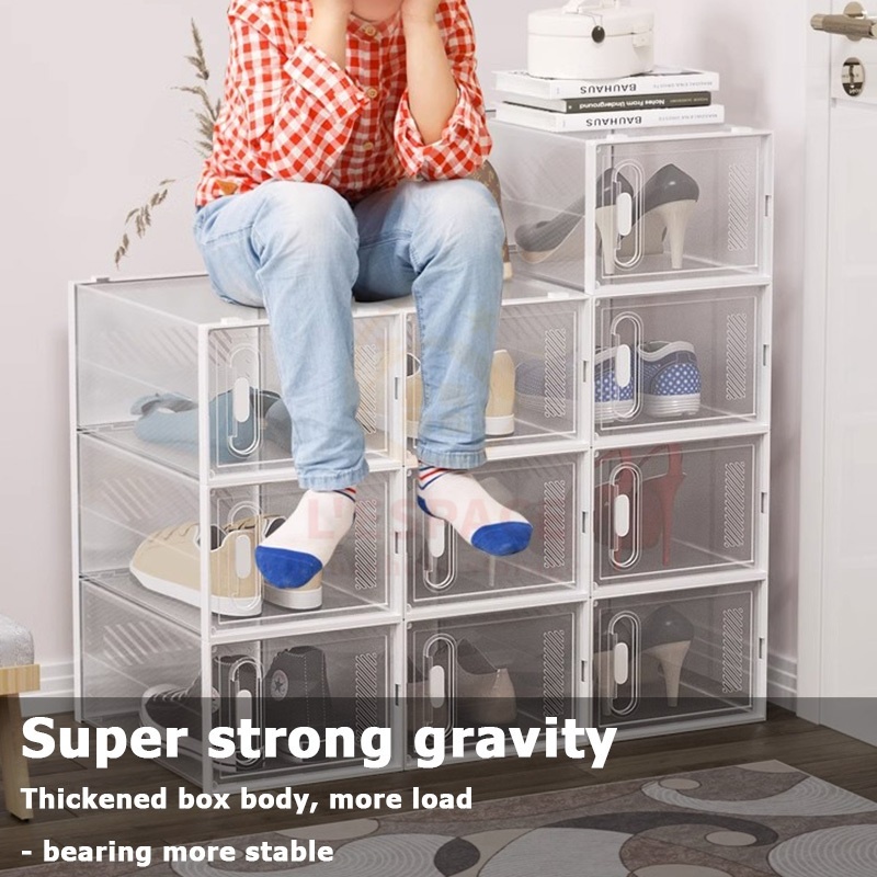 IKEA Plastic Shoe Box Stackable Shoes Rack Kasut Shoe Storage Cabinet ...