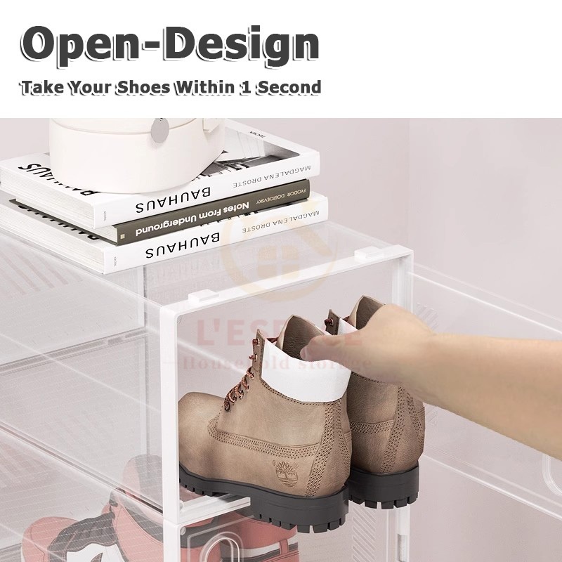 IKEA Plastic Shoe Box Stackable Shoes Rack Kasut Shoe Storage Cabinet ...
