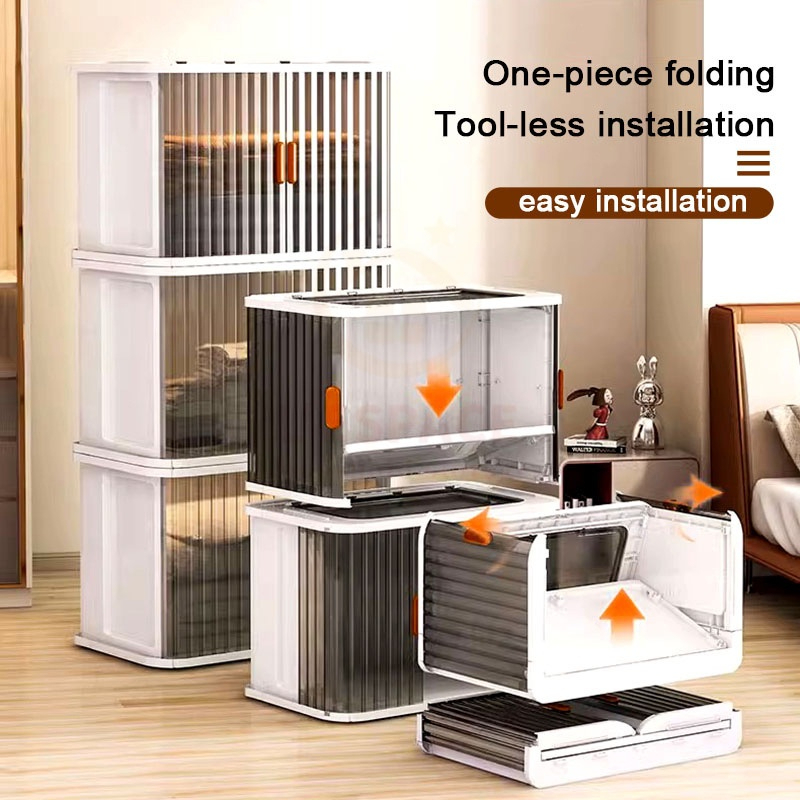 POP Foldable Storage Cabinet Magnetic Transparent Stackable Storage Box ...