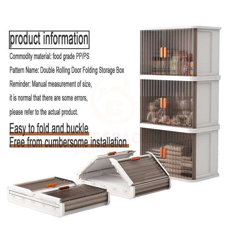 POP Foldable Storage Cabinet Magnetic Transparent Stackable Storage Box Organizer Large Capacity ...