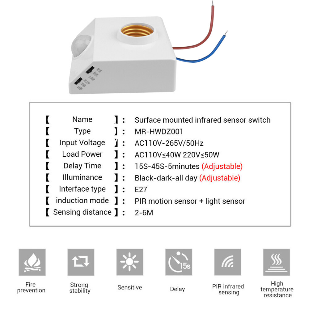 2PCS Automatic Human Body Infrared IR Sensor LED Bulb Light E27 Base ...