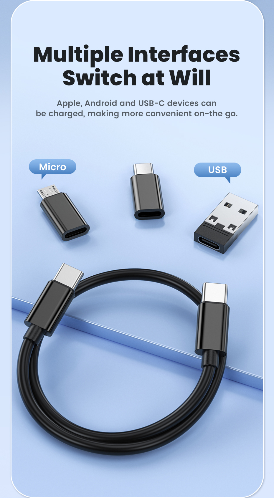 Toocki 5 in 1 Multi-Functional Cable Charging Case PD 60W Fast Charging Data Cord Type C Micro ...