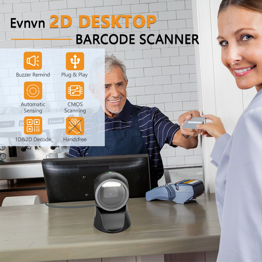 2D Desktop Barcode Scanner 1D code Automatic Sensing Scan ...