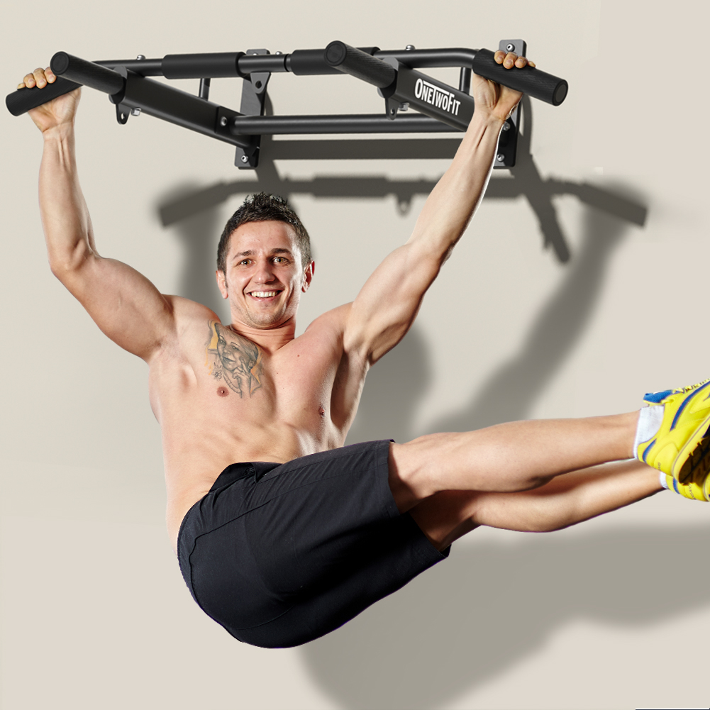 OneTwoFit High Quality 6-hole design Wall-mounted Pull Up Bar Home Gym ...