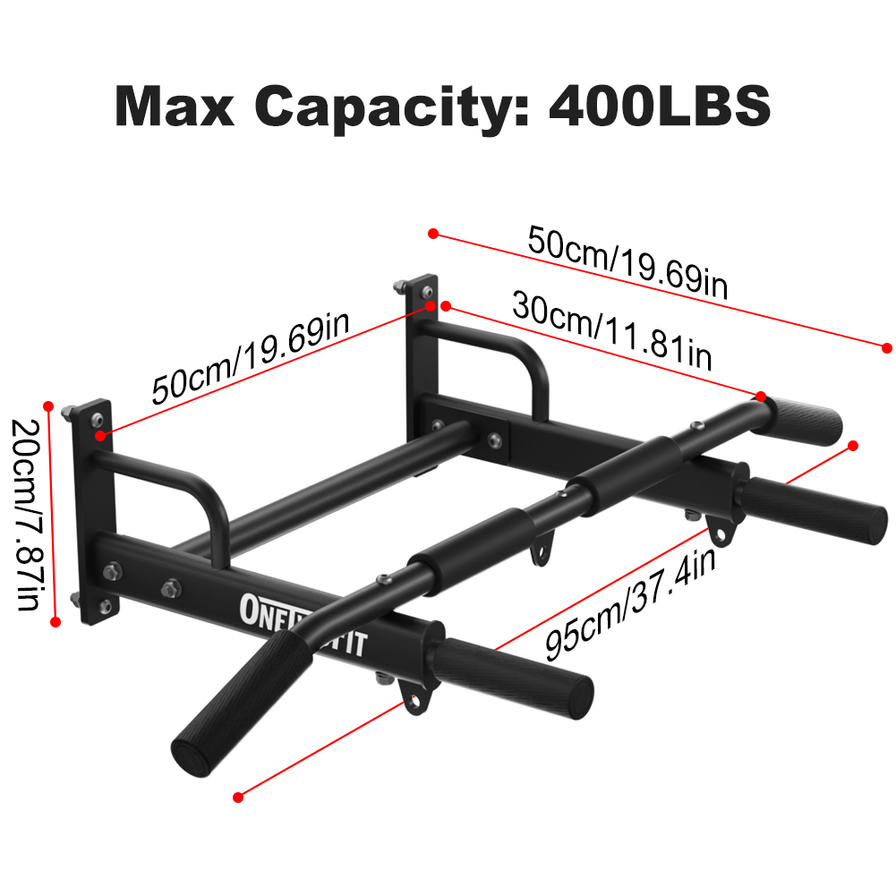 OneTwoFit High Quality 6-hole design Wall-mounted Pull Up Bar Home Gym ...