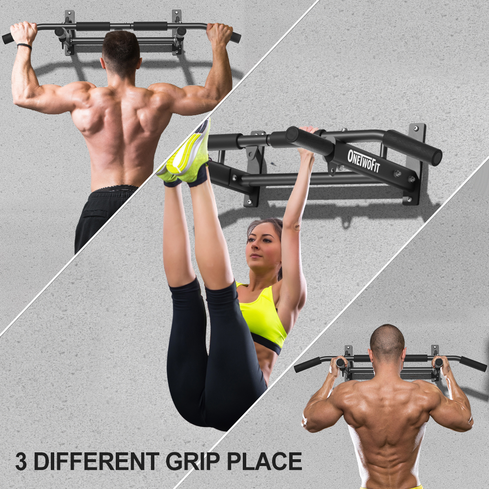 OneTwoFit High Quality 6-hole design Wall-mounted Pull Up Bar Home Gym ...