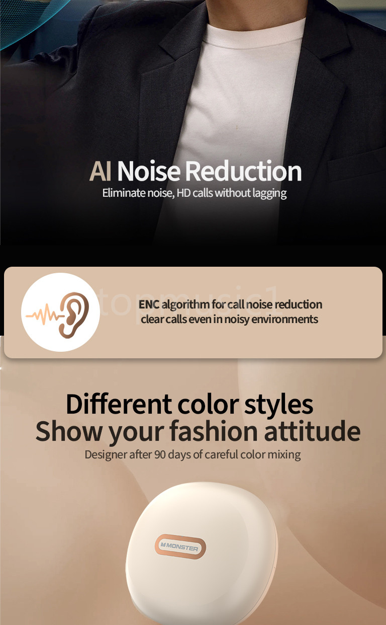 Monster Open Ear AC210 TWS Wireless Earphone Bluetooth 5.4 TWS Sports ...