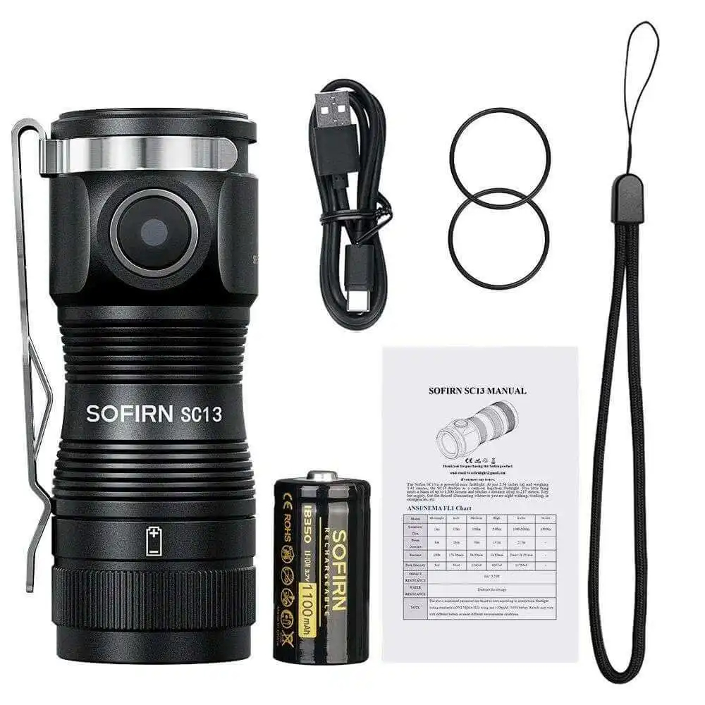 Sofirn SC13 Keychain Torch Rechargeable USB C 1300 Lumens Flashlight ...