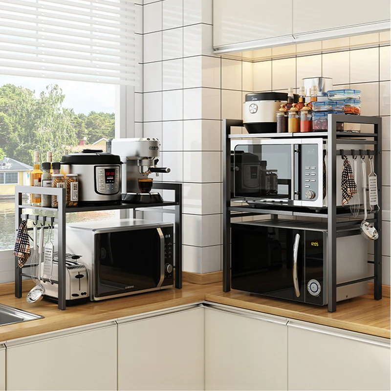 Kitchen Microwave Rack Oven Kitchen Organizer Single/Double Layer Oven ...
