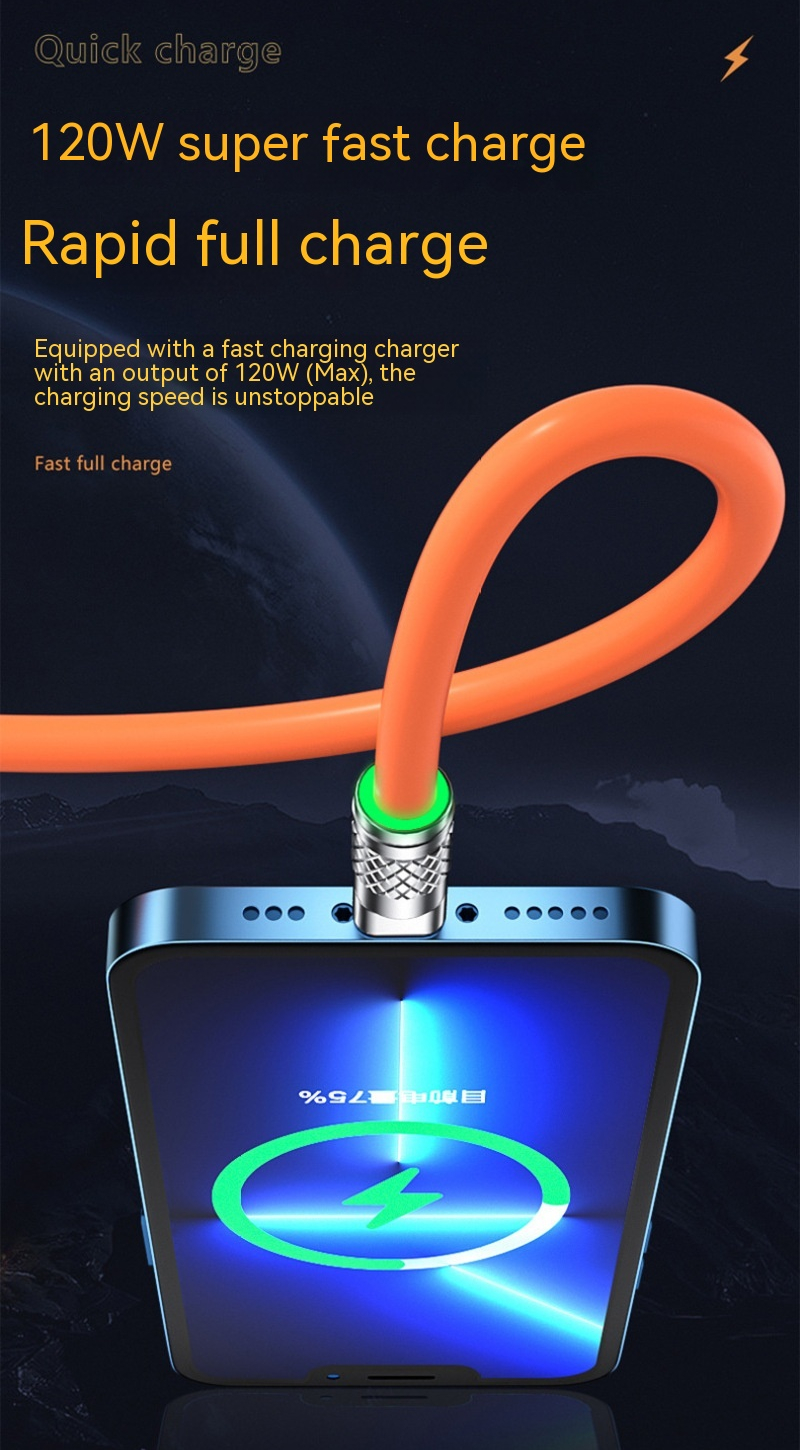 2 In 1 120W Super Fast Charger Cord 6A Dual Type C Fast Charging Cable ...