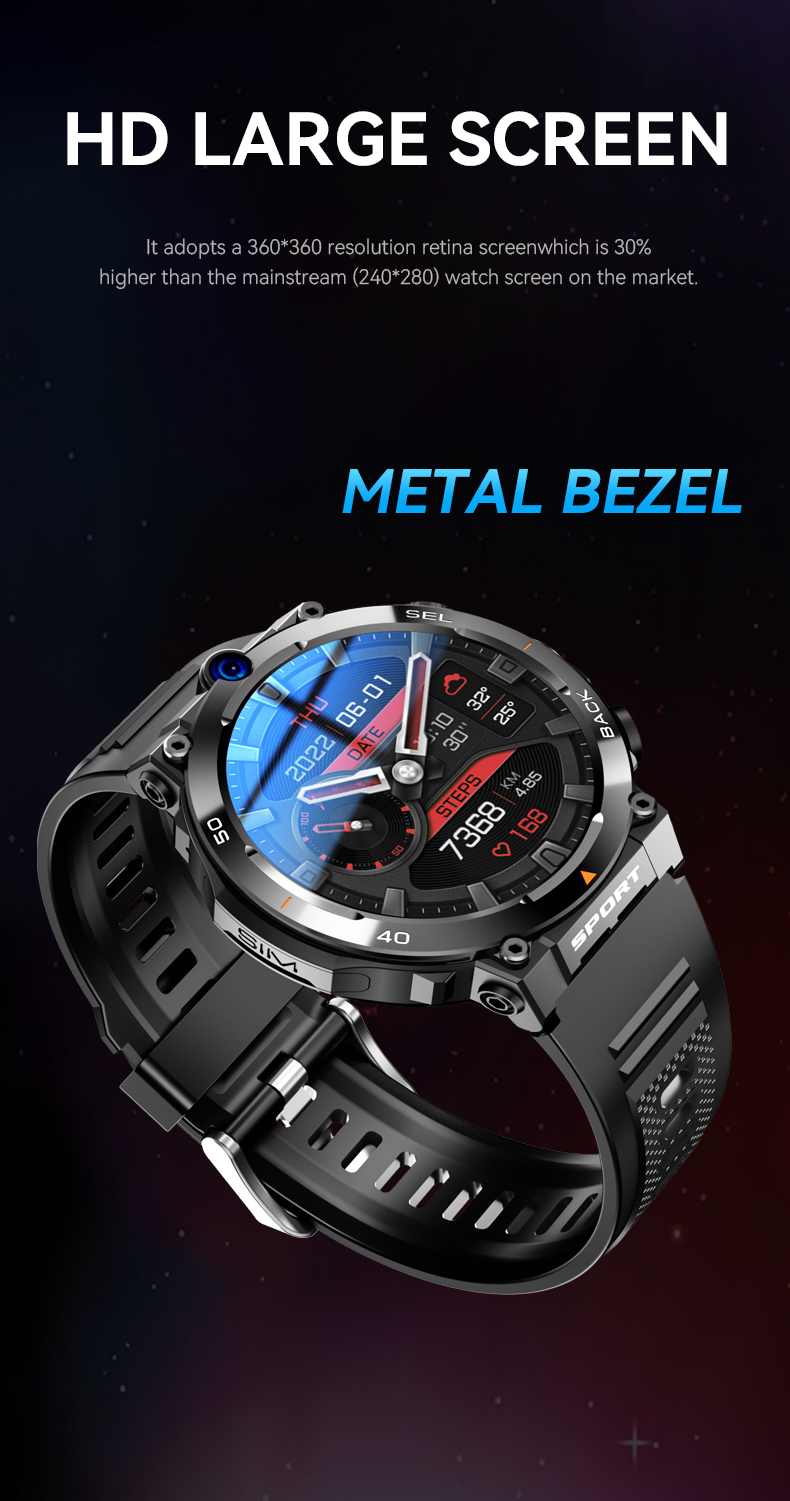 4G LTE Android Smartwatch 1.39" GPS Dual Camera Wifi SIM NFC Rugged 16G ...