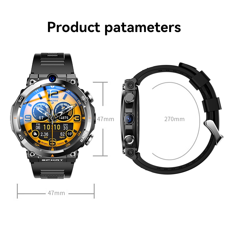 4G LTE Android Smartwatch 1.39" GPS Dual Camera Wifi SIM NFC Rugged 16G ...