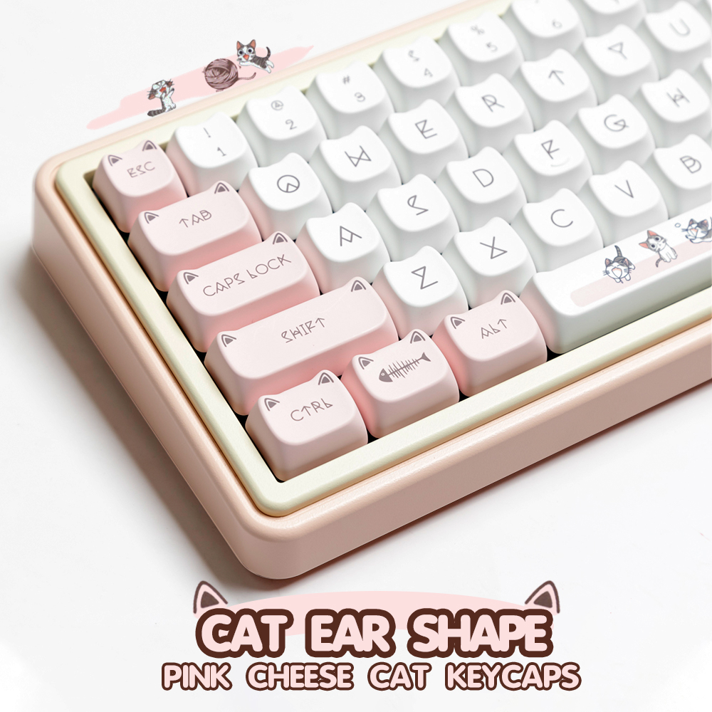 Cat Ear Shape Naughty Cat Keycaps 140Keys/Set MAO Profile PBT ...