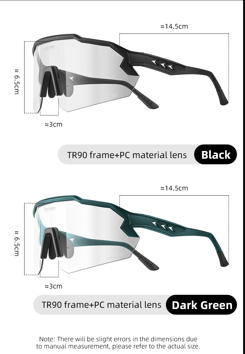 WEST BIKING Anti-Fog Photochromic Cycling Glasses Aesthetic Rimless ...