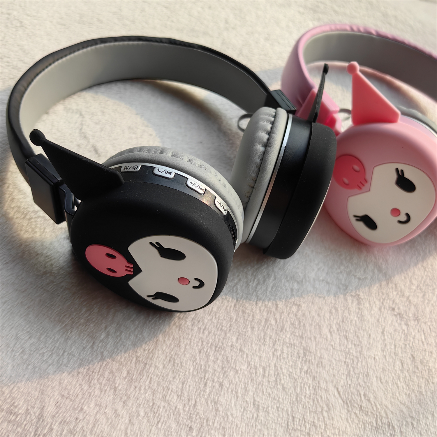 Sanrio AH-806Y Kuromi Kids Over-ear Bluetooth Headphones Cute Pink Adjustable Wireless ...