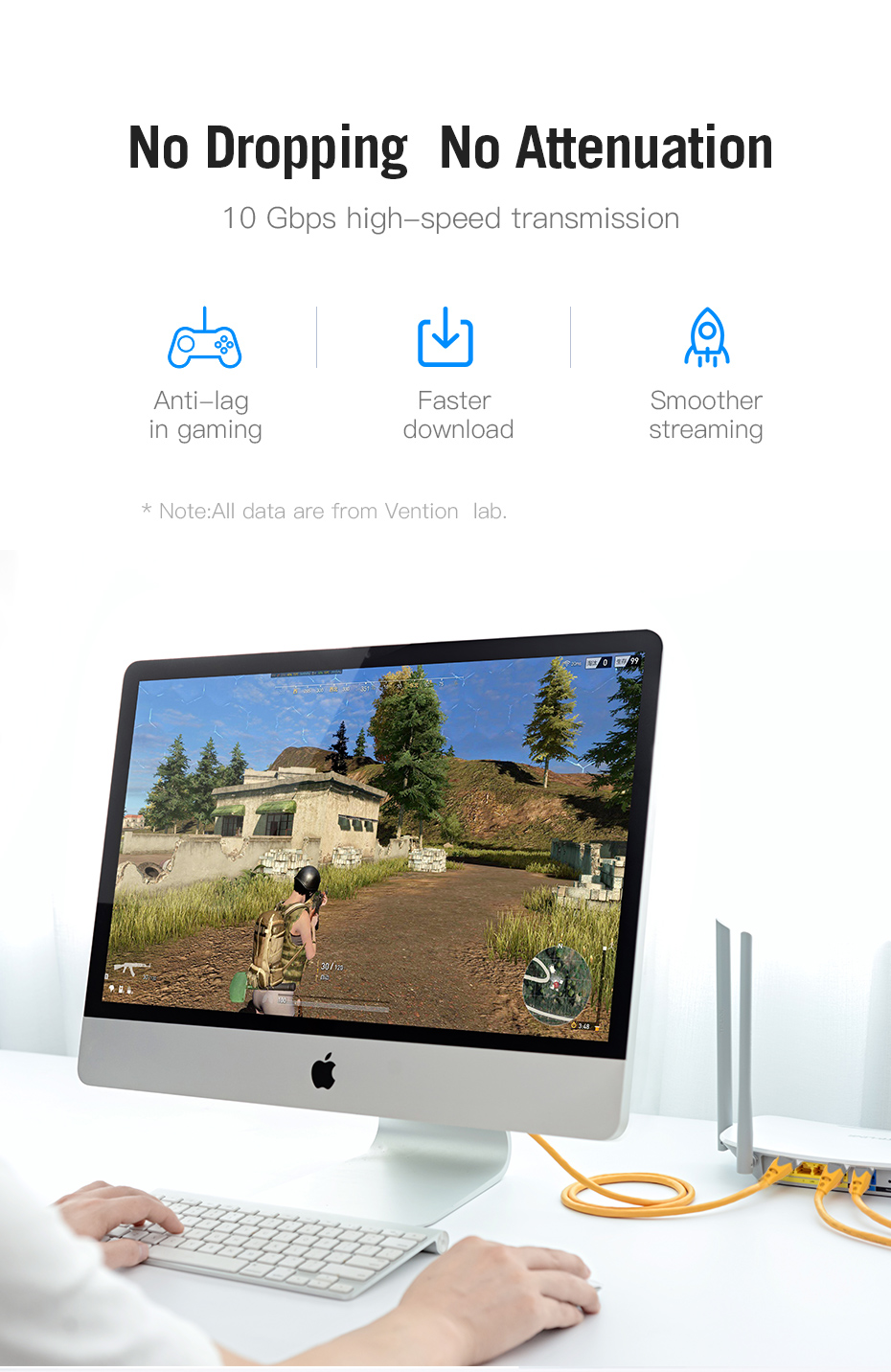 Vention Cat6a Ethernet Cable Doubled Shielded Lan Cable High Speed 10Gbps Network Patch Cord for ...