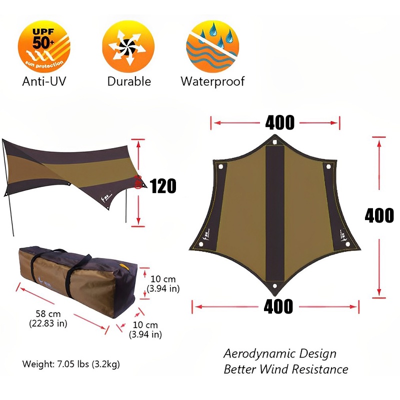 Flysheet Camping Ultralight Waterproof Groundsheet Camping Tarp Pole ...