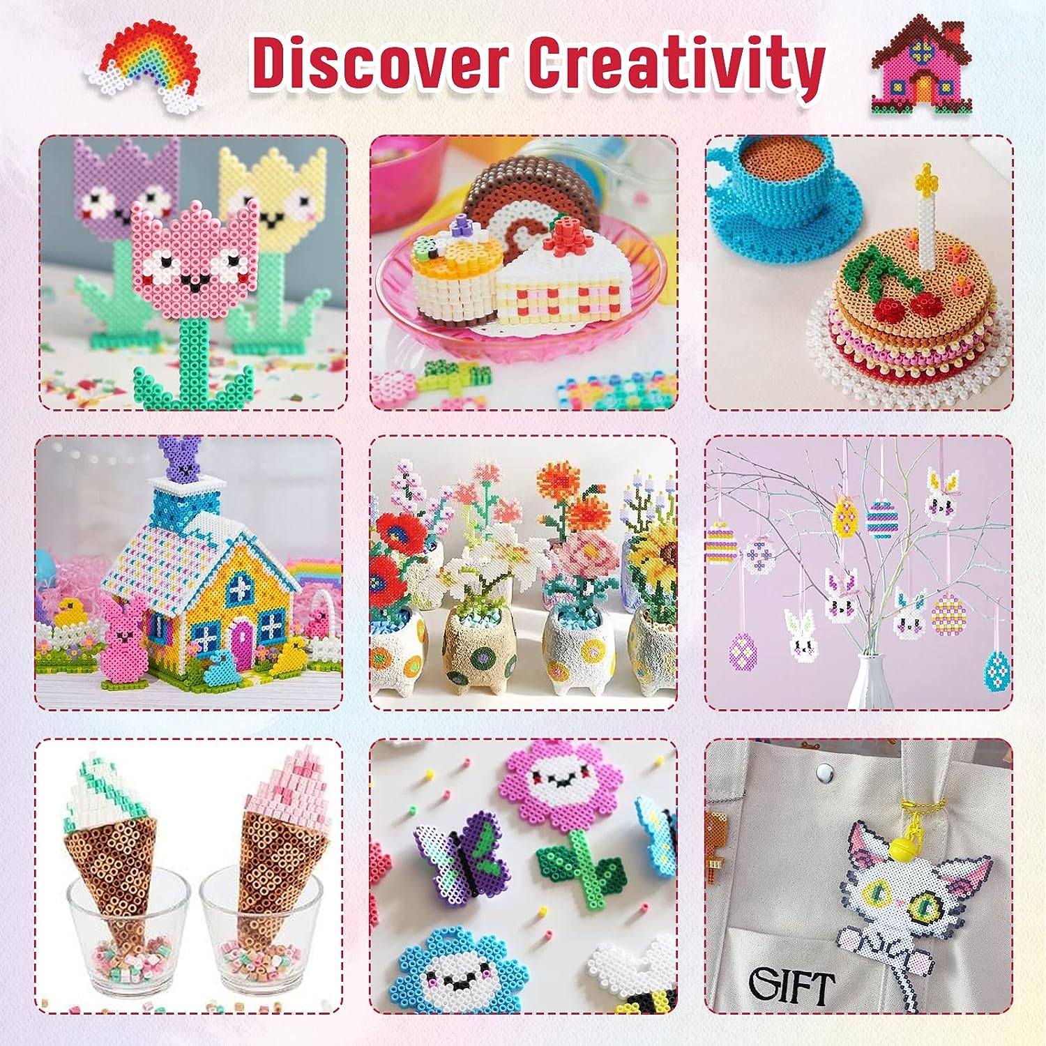 DIY Toy Fuse Beads Craft Kit 7000 PCs Kids Activity Gift Mainan Budak Perempuan Melty Fusion ...