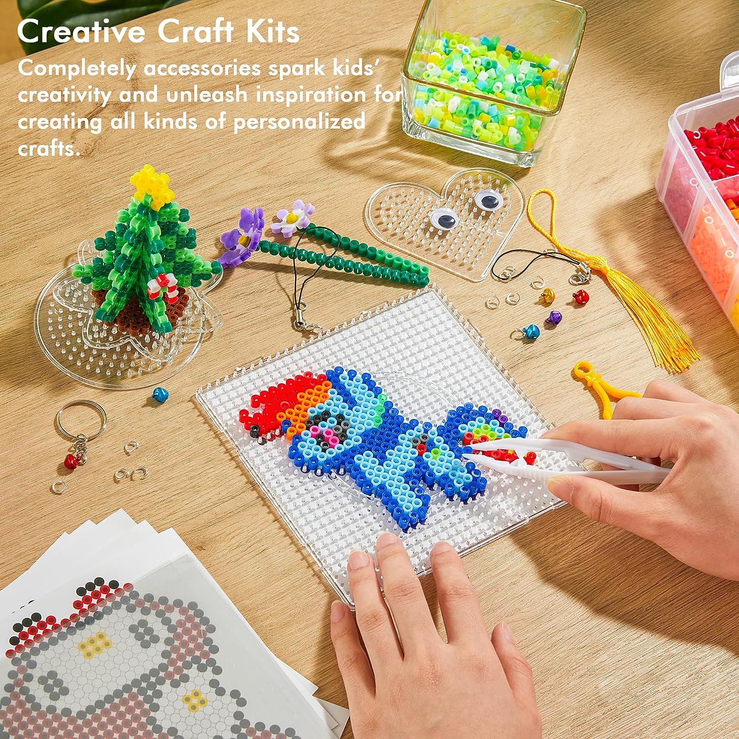 DIY Toy Fuse Beads Craft Kit 7000 PCs Kids Activity Gift Mainan Budak Perempuan Melty Fusion ...