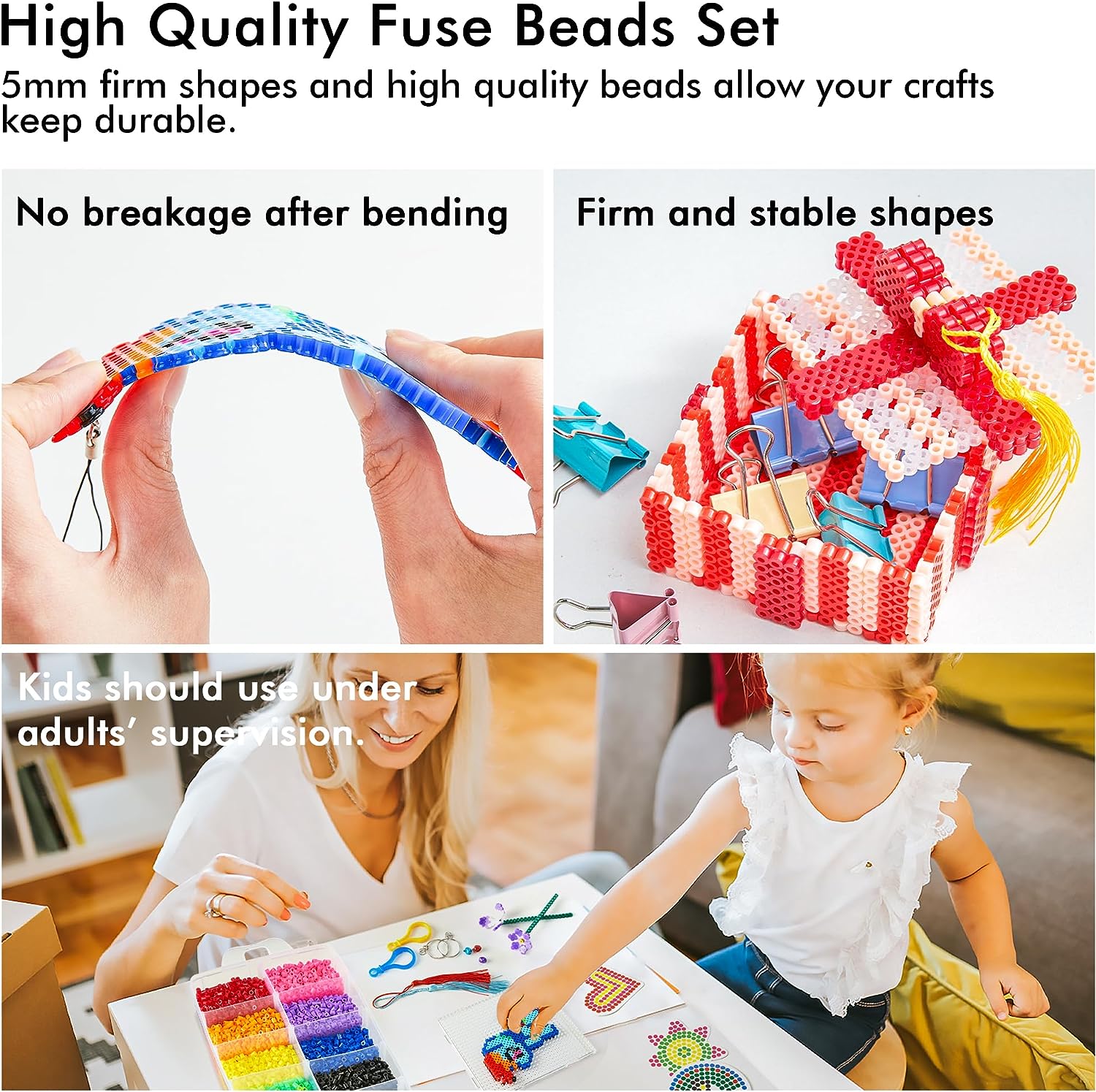 DIY Toy Fuse Beads Craft Kit 7000 PCs Kids Activity Gift Mainan Budak Perempuan Melty Fusion ...