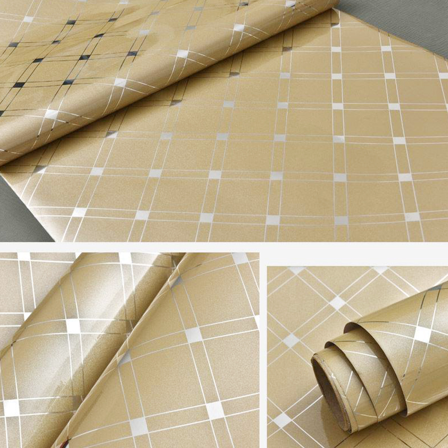 Kitchen Cabinet Stickers Waterproof Oil Plaid Pattern Self-adhesive ...