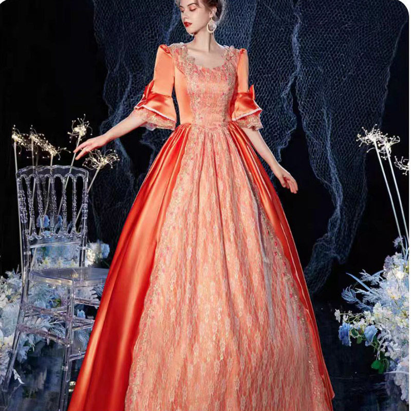 Women's Renaissance Medieval Prom Dress, Queen's Champagne Costume ...