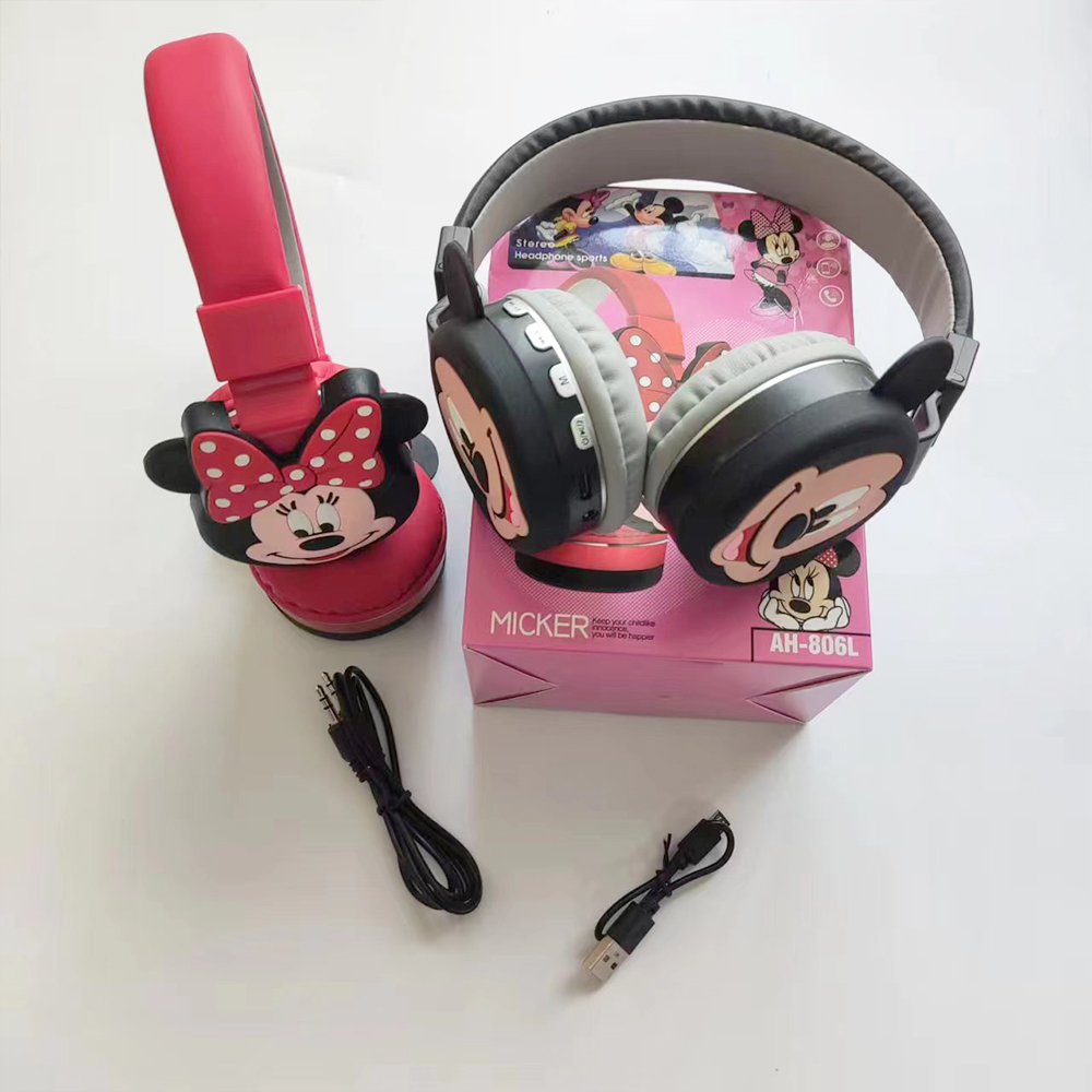 Disney AH-806L Kids Over-ear Bluetooth Headphones Mickey Minnie Kuromi Stitch Angel Cute Pink ...