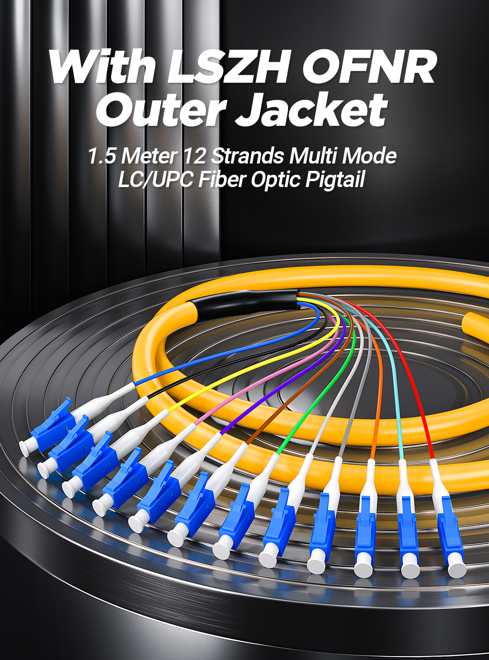AMPCOM Professional Grade 12-Core Single Mode LC Ribbon Fiber Optic ...